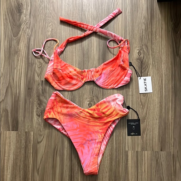 Skatie | Swim | Skatie Vibrant Pink And Orange Swimwear | Poshmark